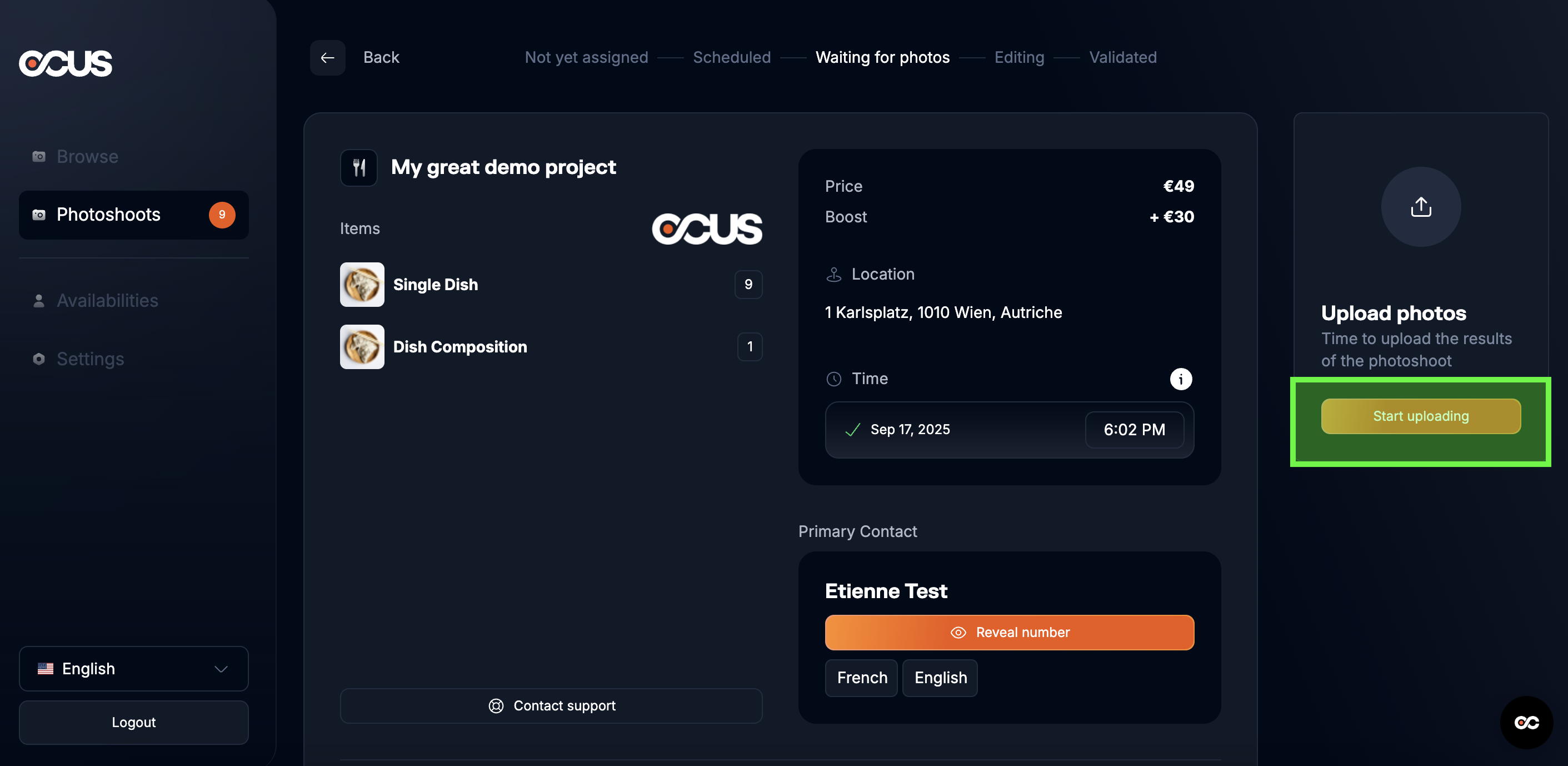 Uploading & Labelling Your Photos – OCUS Unified Platform